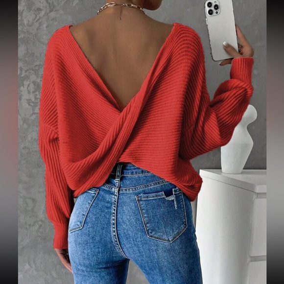 Sweaters | Boho Twist Back Ribbed Knit Sweater Top | Poshmark